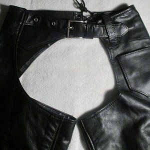 Jeans | Mens Black Leather Chaps With Legs Snaps And Zippers | Poshmark